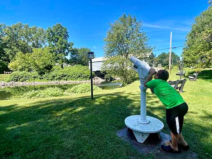 Visitors peer through the sculptural telescope searching summer skies for answers to mysteries that still spark imagination today.