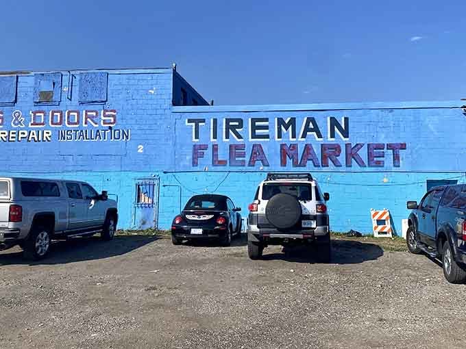 That cheerful blue exterior with bold lettering welcomes bargain hunters to a Detroit institution where deals are legendary and plentiful.