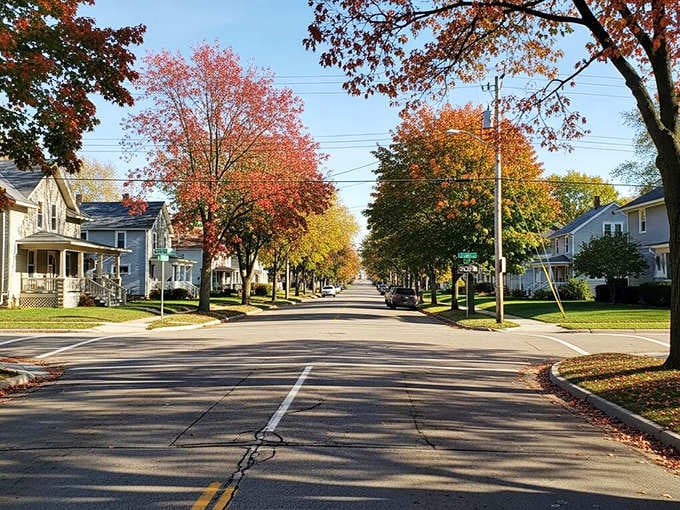 Autumn paints every tree a different shade along streets where front porches practically beg for rocking chairs.