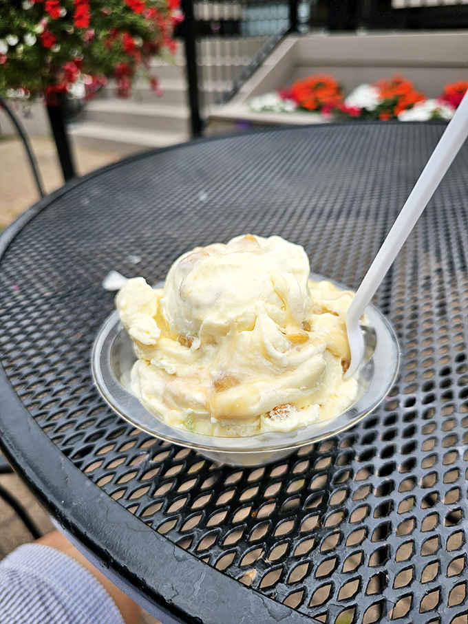 Vanilla custard gets the royal treatment with caramel ribbons creating a sundae worthy of its own photo shoot.