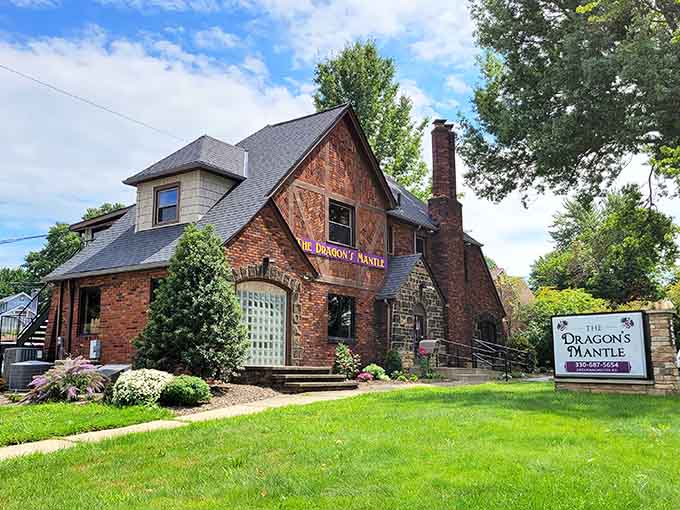 The Dragon's Mantle brings whimsical charm to Akron's streets, proof that quirky local businesses still thrive beautifully.