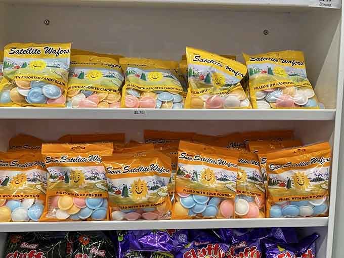 Satellite Wafers bring nostalgic joy, those flying saucer candies filled with tiny beads your grandkids won't understand.