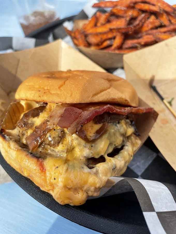 When bacon and cheese team up on a burger, everybody wins, especially your taste buds and your soul today.