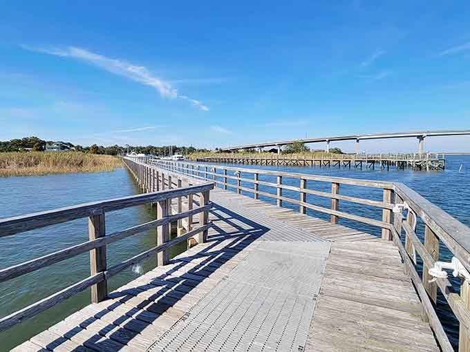 Battery Park's boardwalk stretches across the water, offering views that make your daily constitutional actually worth taking every day.