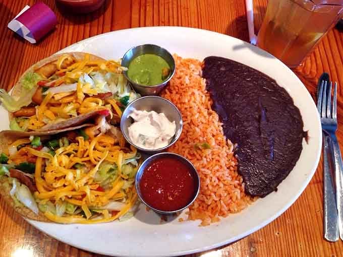 Fish tacos loaded with fresh toppings and three sauce options prove that variety truly is the spice of life, literally.