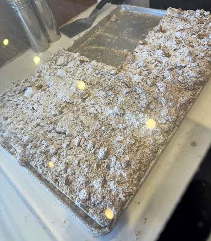 That crumb topping is so thick and generous it practically defies the laws of physics and common sense, bless it.