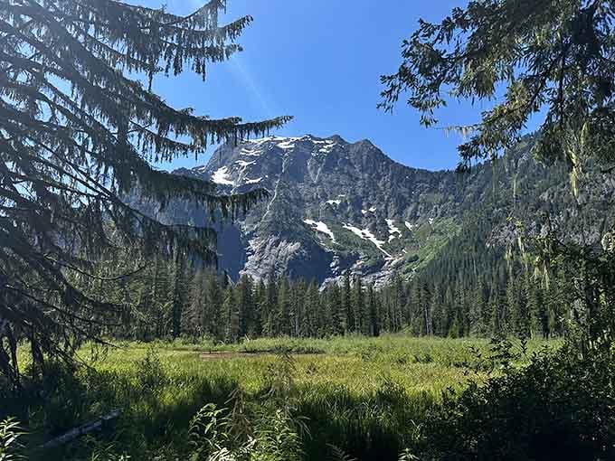 Big Four Mountain rises dramatically, reminding you that Washington's backyard beats most people's bucket list destinations.