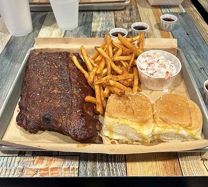 Half a rack with garlic butter rolls is the kind of math problem everyone wants to solve.