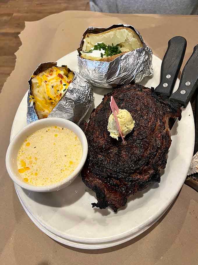 That crust on the ribeye is what happens when people actually know how to cook steak properly.