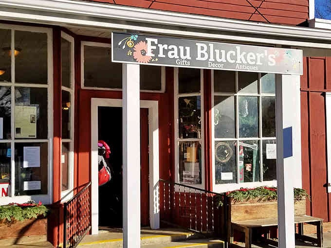 Frau Blucker's storefront beckons with gifts, d&eacute;cor, and antiques that'll make your credit card nervous but happy.