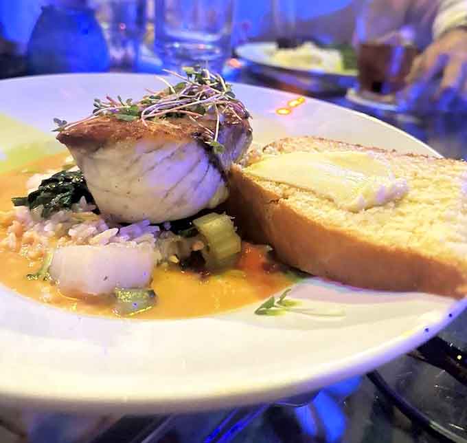 Fresh grouper plated like edible art, reminding you that the ocean is basically Key West's backyard grocery store.