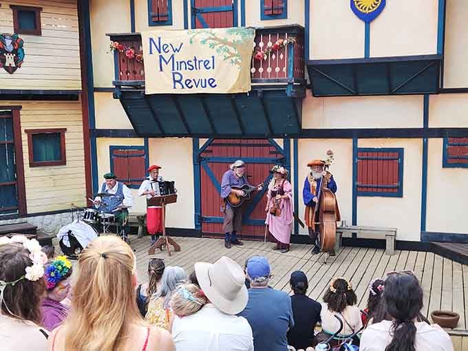 Musicians serenade the crowd with period instruments, creating melodies that somehow feel both ancient and fresh.