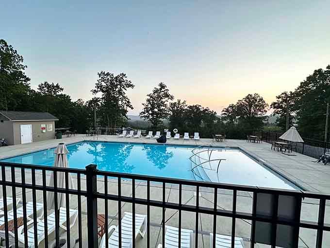 The pool offers a civilized alternative to river swimming when you're not feeling particularly adventurous today.