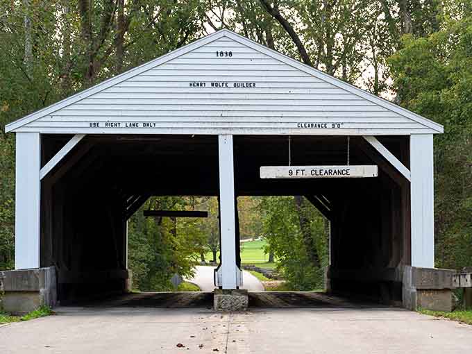 This historic covered bridge isn't just photogenic, it's practically begging you to slow down and appreciate it.
