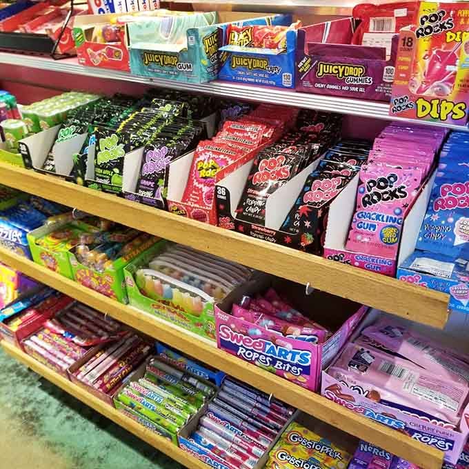 Pop Rocks and Juicy Drop candies line up like the greatest hits from your childhood candy aisle.