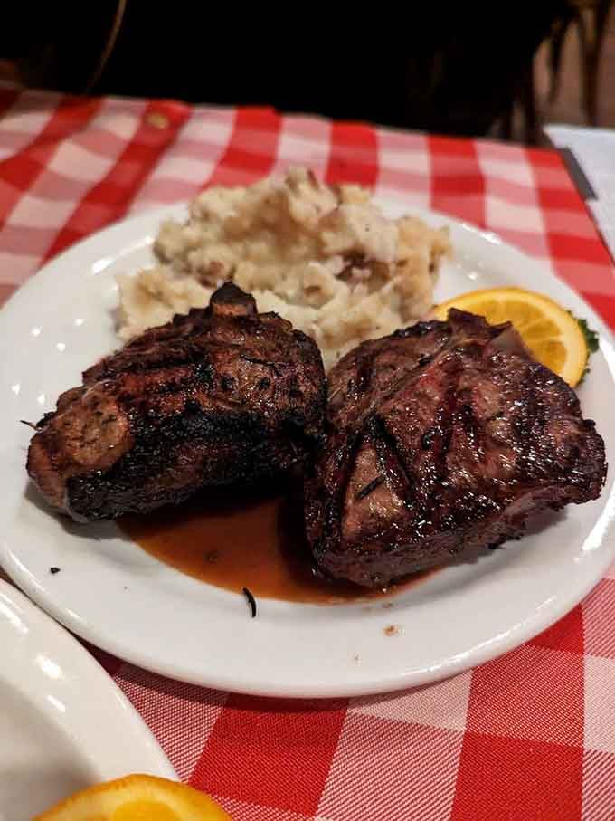 Those lamb chops are charred to perfection, proving that game meat can be just as elegant as anything from a fancy steakhouse.
