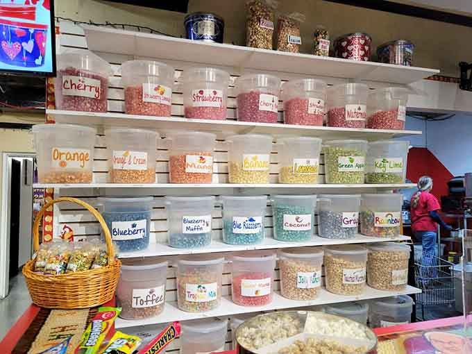 Gourmet popcorn varieties organized by flavor profile, because even snacks deserve proper categorization and respect here.