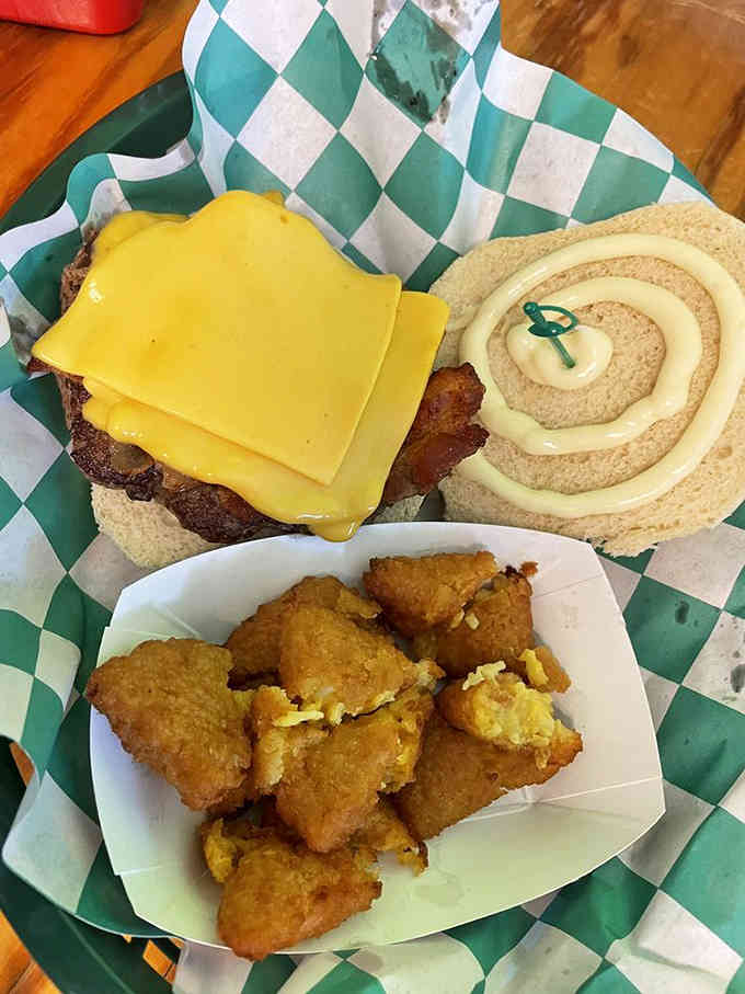 When your burger comes with that much melted cheese, you know someone in the kitchen truly cares.