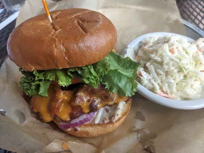 When your burger comes with coleslaw that looks this good, you know the kitchen doesn't play favorites with sides.