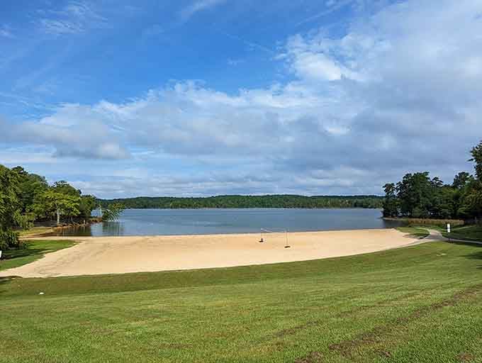 That beach stretches out like a personal invitation to forget every email waiting in your inbox back home.