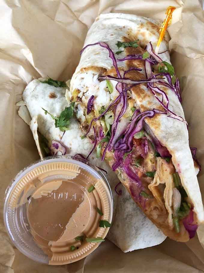 The fish burrito gets wrapped up tight and loaded with fresh ingredients that'll make you rethink everything about handheld meals.