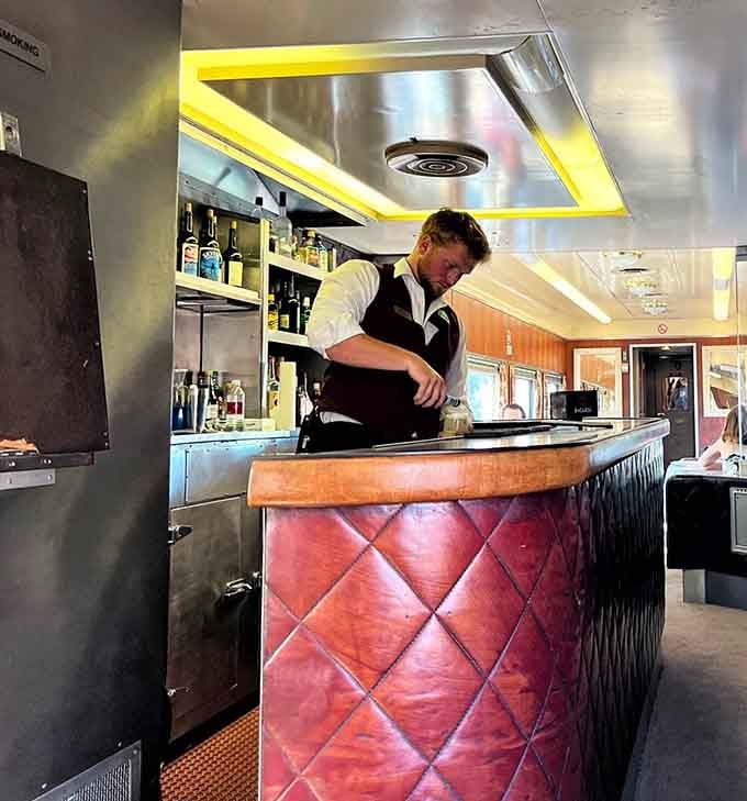 The onboard bar serves drinks with a view that changes every minute, literally and figuratively.