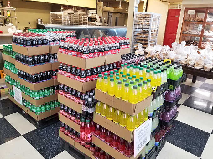 Stacked beverages tower like a fizzy pyramid, showcasing international sodas that'll make you forget about regular cola entirely.