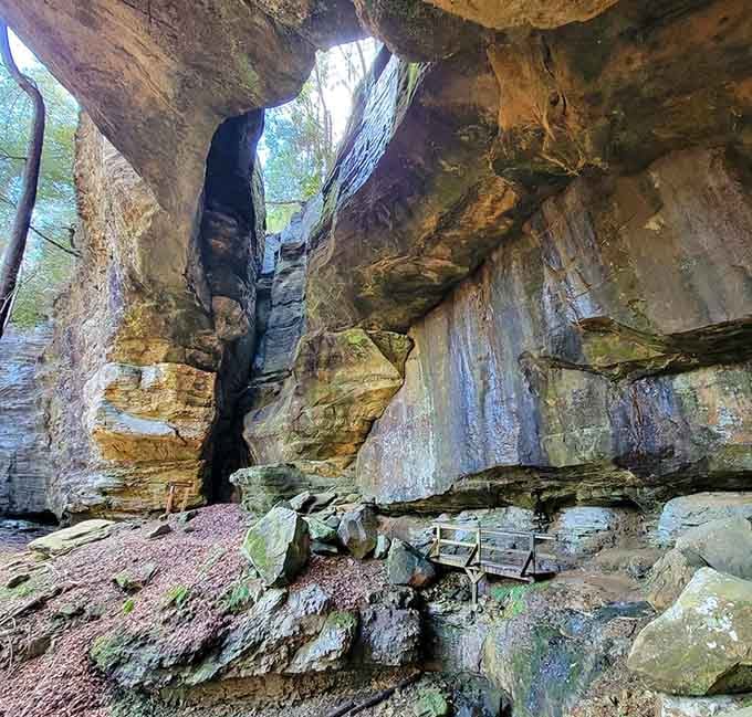 That narrow opening between rock walls whispers secrets that have been millions of years in the making.