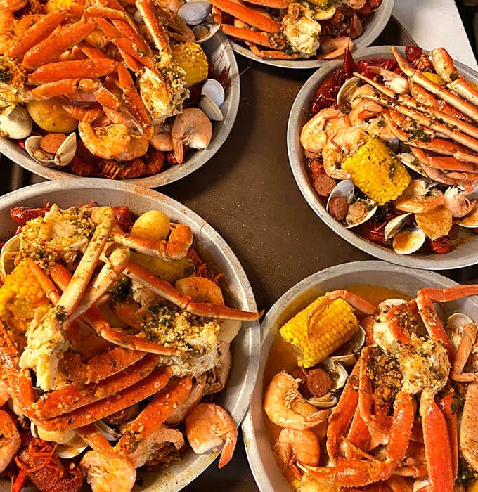 These seafood boils at Catfish Deweys pack crab legs, shrimp, corn, and sausage into one glorious mess of flavor.