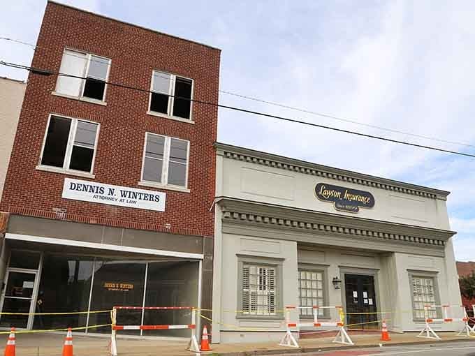 Historic storefronts stand proudly, reminding us that good bones and solid construction never go out of style completely.