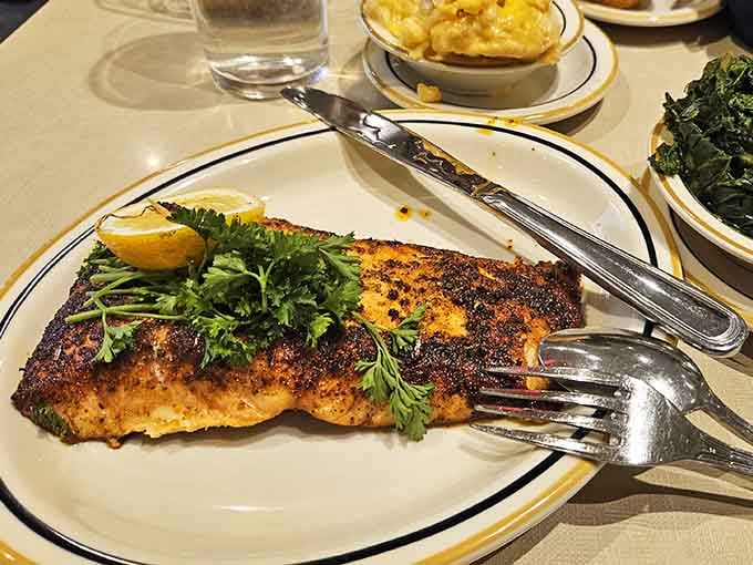 Blackened fish that's been seasoned with the kind of confidence usually reserved for people who know exactly what they're doing.