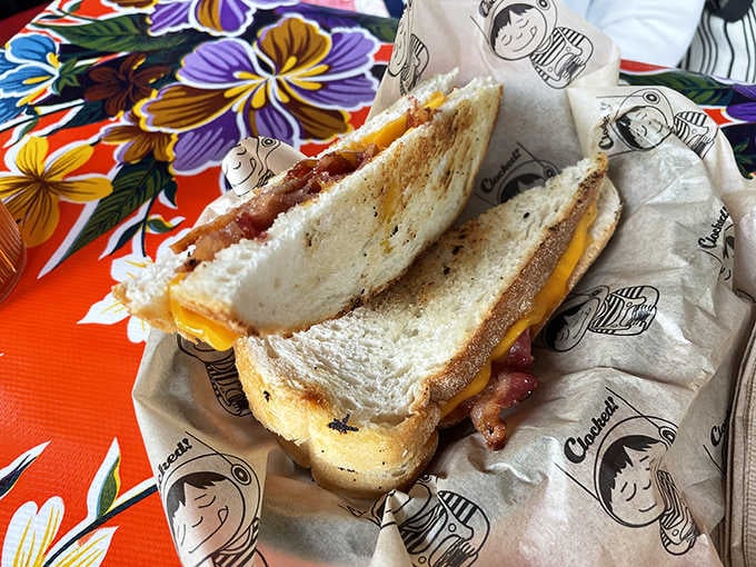 Grilled cheese that's been elevated from childhood comfort to adult sophistication, one melty bite at a time.