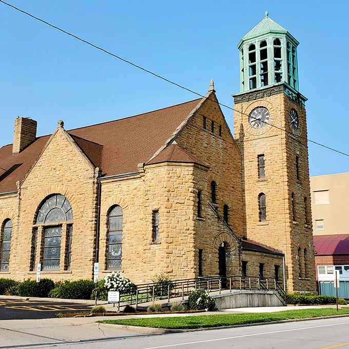 Architectural beauty meets community gathering spaces, where steeples still reach skyward with genuine purpose and impressive stonework.