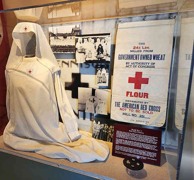 These Red Cross artifacts represent the compassionate care provided to servicemen passing through this remarkable Ohio depot station.