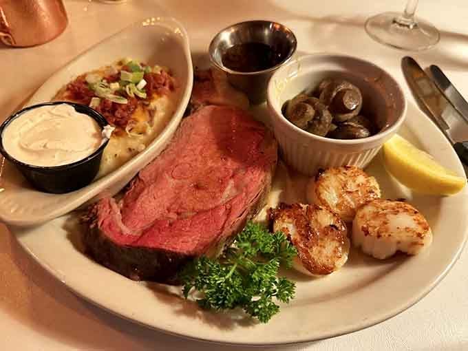 Prime rib and perfectly seared scallops prove that sometimes having it all is absolutely the right choice.