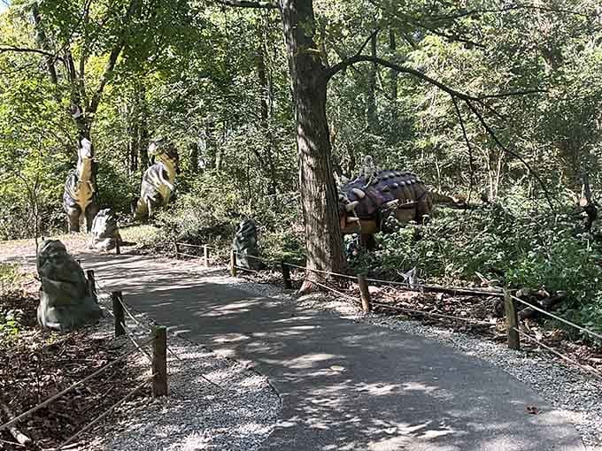 The paved walkway is your only protection from becoming a prehistoric snack, so maybe stay on the path.