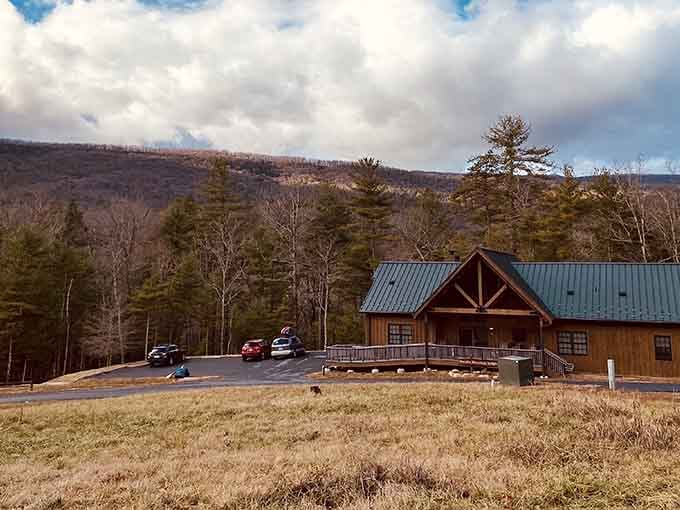 Beard's Mountain Lodge sits against dramatic peaks like something from an old Western movie set.