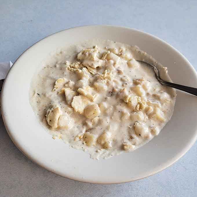 Creamy clam chowder so thick your spoon practically stands at attention, exactly as New England intended it.