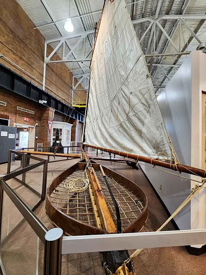 An ice yacht on display reminds visitors that Great Lakes sailors found ways to navigate even frozen waters.