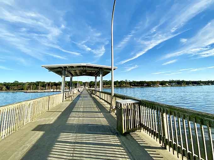 The Fairhope Pier stretches into Mobile Bay like an invitation to slow down and watch the world go by.