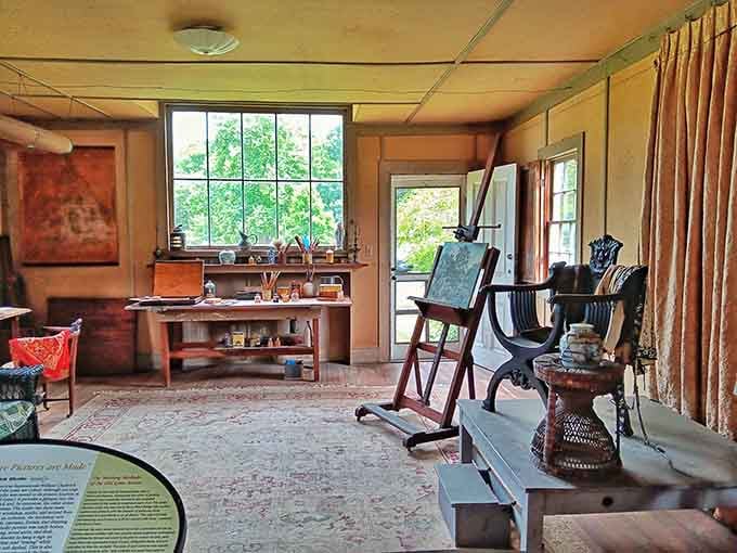 The artist's studio still feels lived-in, like someone just stepped out for lunch and might return any moment.