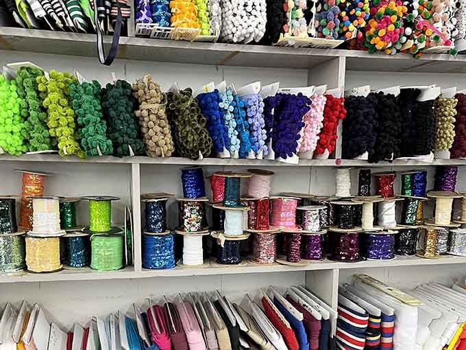 More pom-pom trim and sequins than a Vegas showgirl's entire wardrobe, ready to make your projects absolutely sparkle with personality.