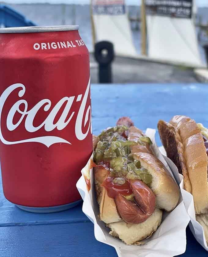 Nothing says perfect pairing like an ice-cold Coke next to a hot dog that's dressed to impress and ready to devour.