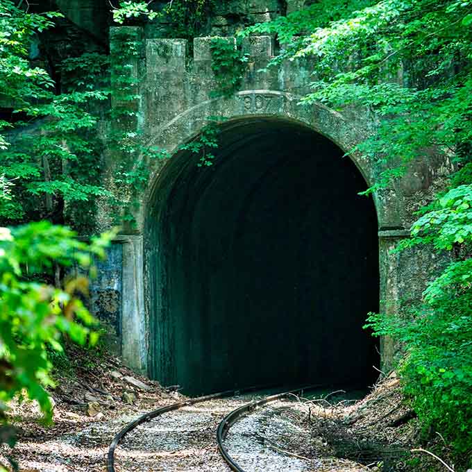 This tunnel entrance looks like the gateway to Narnia, except instead of talking lions you get spectacular Indiana forest views.
