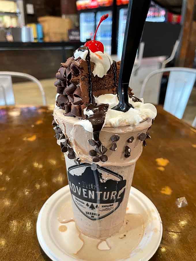 This milkshake tower is your reward for all that climbing, because calories don't count after physical exertion.