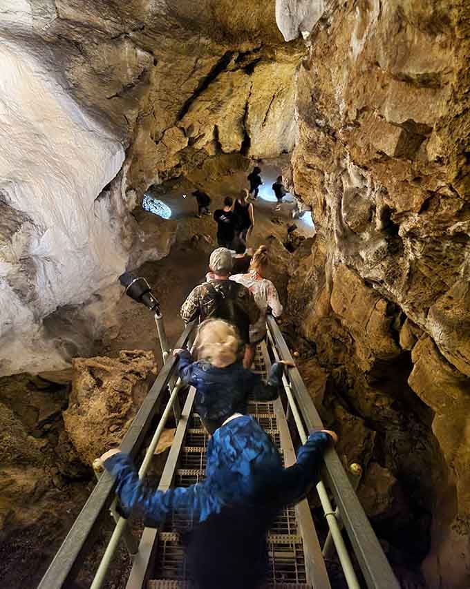 Tour groups gather beneath formations that grew slower than your retirement savings but turned out far more impressive.