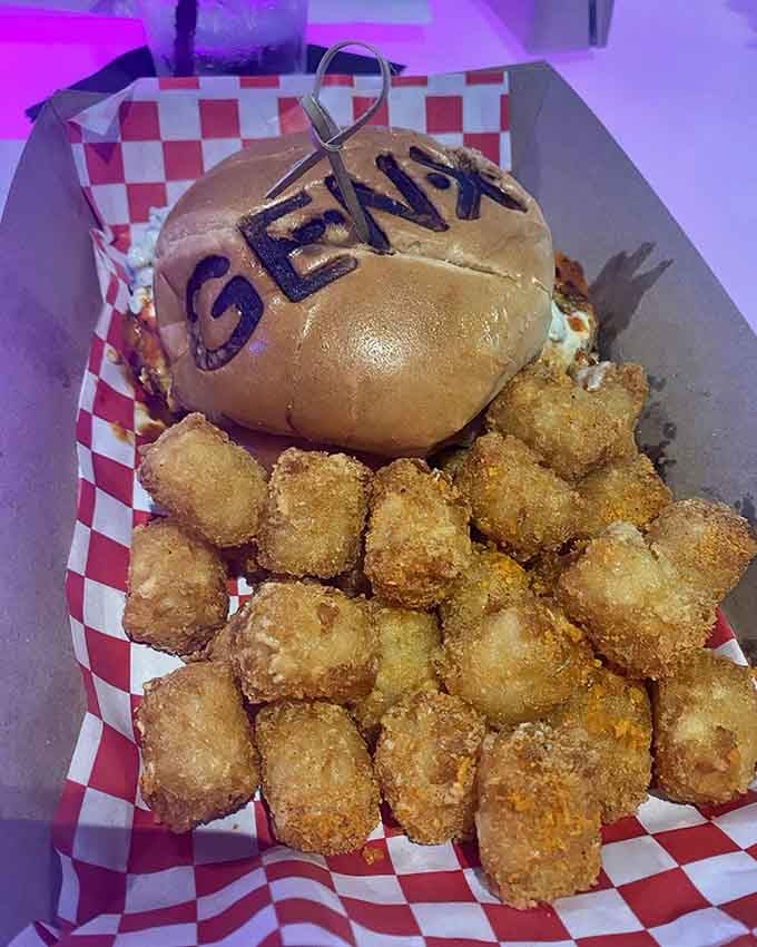 When your burger comes with "GENX" branded right on top, you know you're eating with purpose and nostalgia.