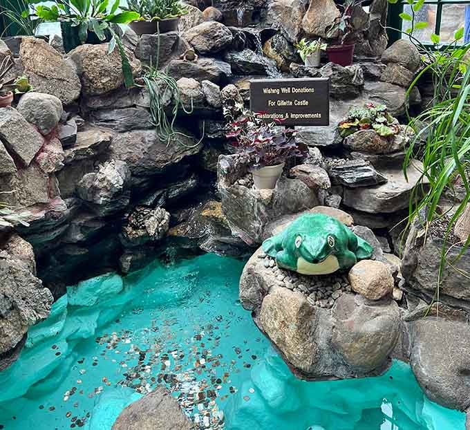 Toss a coin, make a wish, and appreciate that someone built a decorative frog into their wishing well.