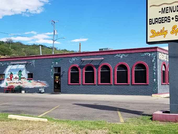 Those crimson arches and murals announce serious Mexican food ahead, like a delicious architectural exclamation point.