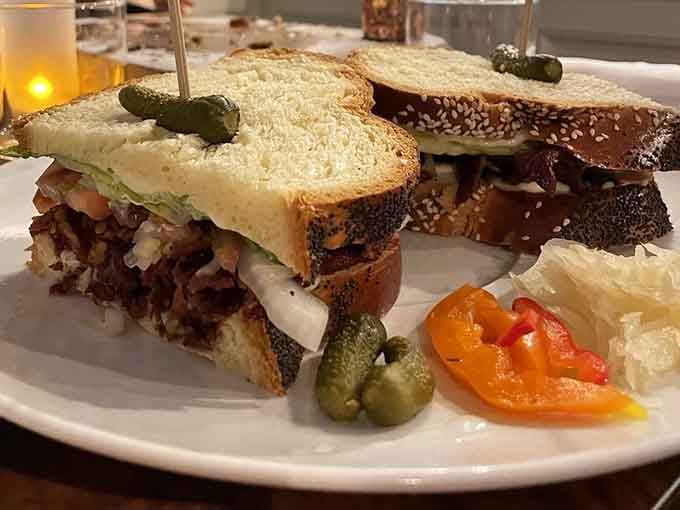 When your sandwich needs this much support infrastructure, you know you've ordered correctly and perhaps ambitiously.